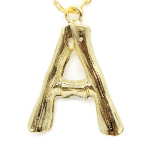 Letter A, Initial Alphabet Letter Pendant Necklace 24k Shiny Gold ...