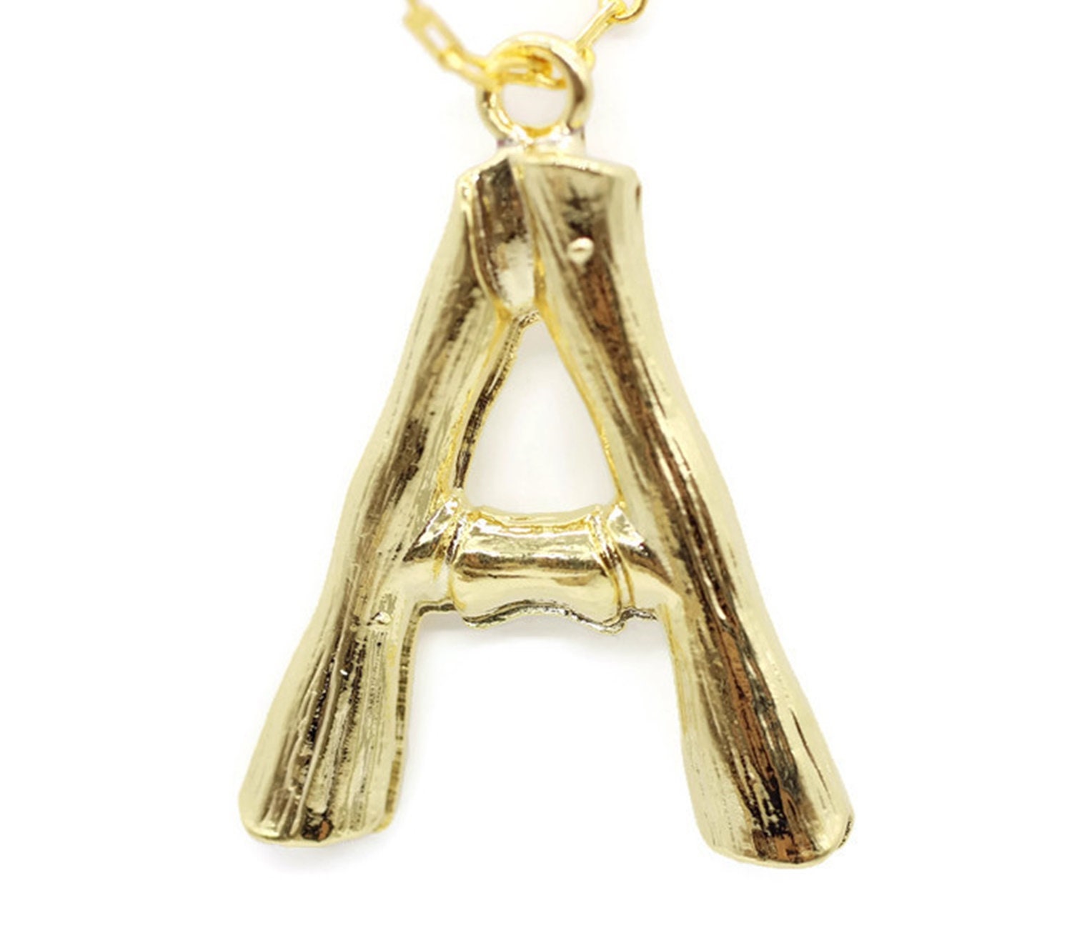 Letter A, Initial Alphabet Letter Pendant Necklace 24k Shiny Gold ...