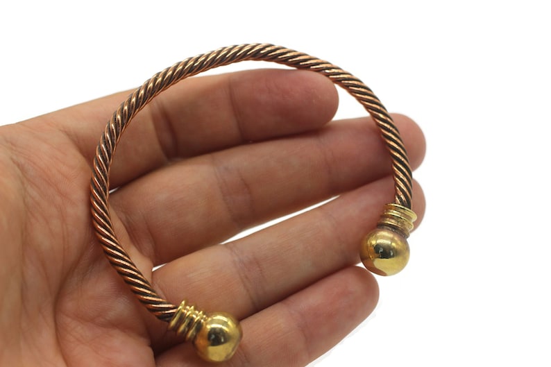 Pure Copper Balled Bracelet Bangle Solid Shiny Copper Twisted - Etsy