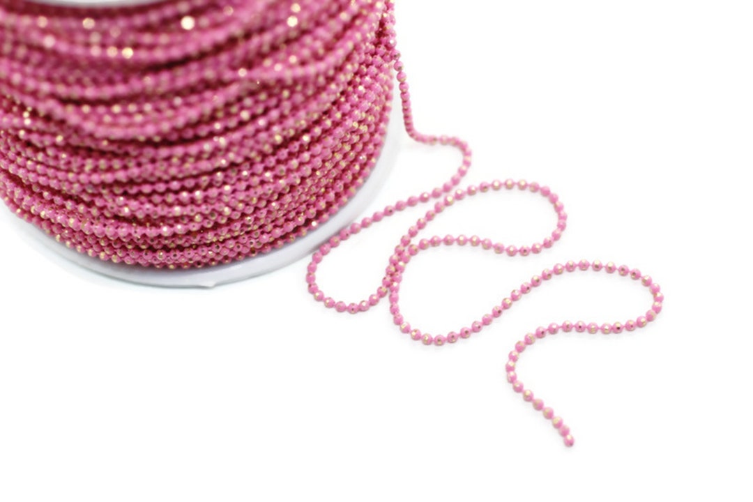 Neon Pink Brass Chains Meters, 1.2mm Smooth Ball Chain, Pink Chain ...