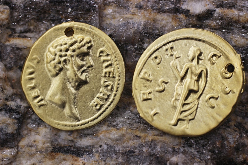 Roman Empire Emperor Ceasar Replica Coin, Matt Gold Coins, 27 Mm Gold ...