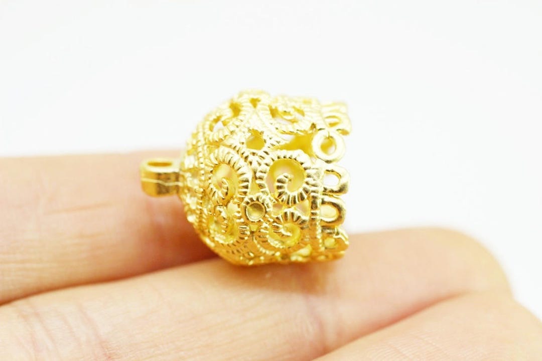 Gold Plated Filigree Cone Bead Caps With Hole, Gold Tassel Caps, 13 Mm ...
