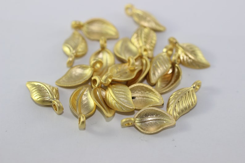 Gold Leaf Charm, Mini Leaf Charm, Gold Plated Leaf Charm, 15mm Gold ...