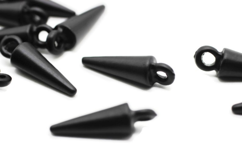 Matt Black Mini Spike Charms, 6.5x20mm Spike Pendants, Conical Spike ...