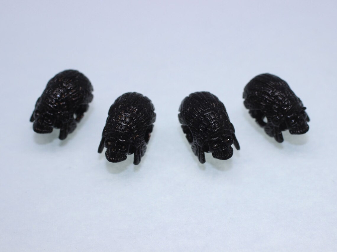 Antique Black Aztec Warrior Beads, 16 Mm Mini Indian Charm - Aztec ...