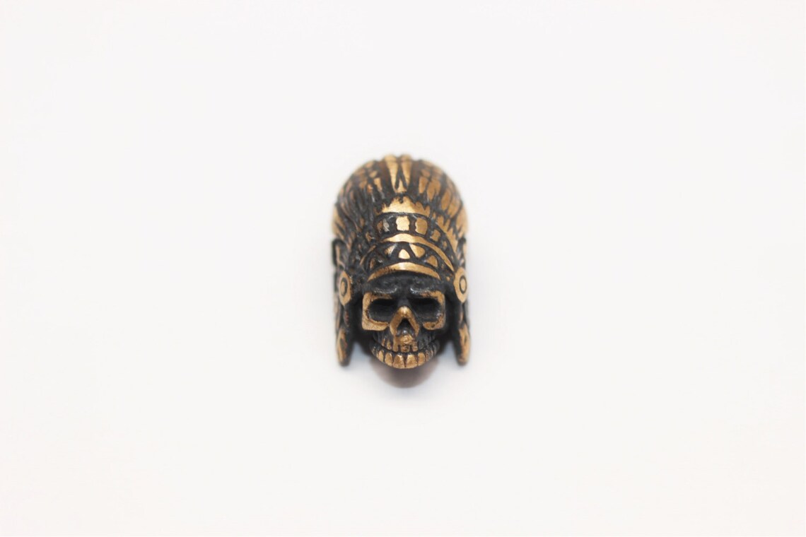 Collectible Vintage Bronze Aztec Warrior Beads, 16 Mm Solid Bronze Mini ...