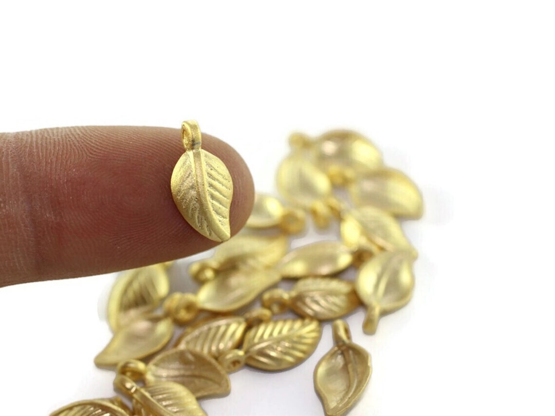 Gold Leaf Charm, Mini Leaf Charm, Gold Plated Leaf Charm, 15mm Gold ...