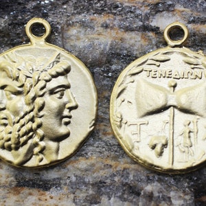 Matt Gold Coins, 28x34 Mm Gold Pendant, Double Side Charms, Troy Coin ...