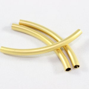 Premium Matte Gold Plated Curved Tubes, 4x42 Mm Curved Gold Tube Beads ...