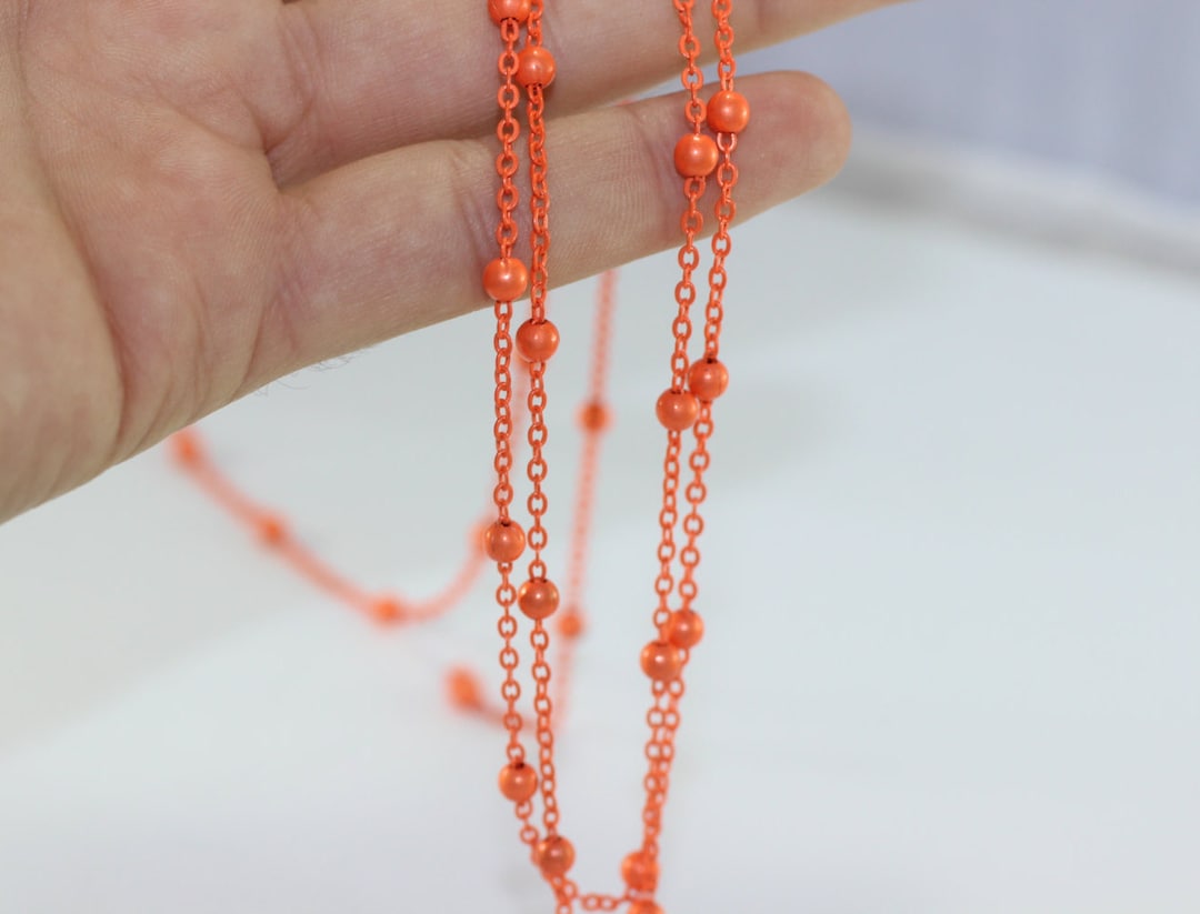 Brass Chains , 1,5x2mm Orange Ball Chain, Enamel Chains , Bulk Chain ...