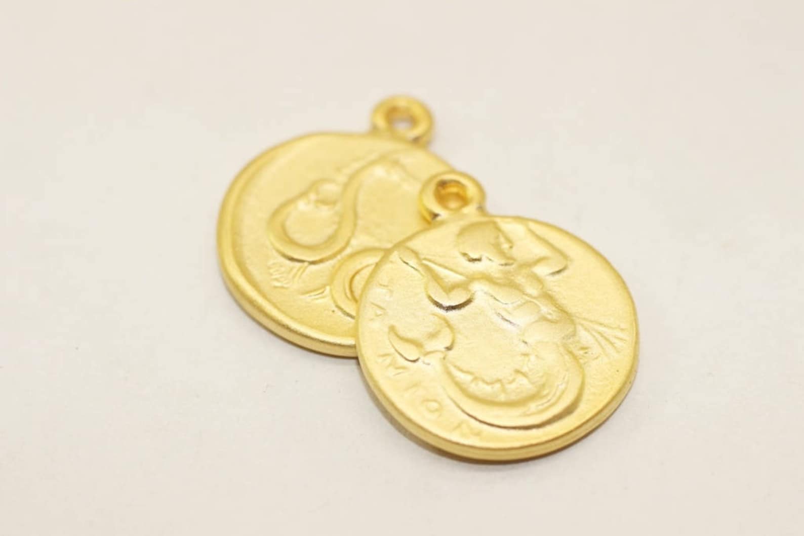 Matt Gold Plated Coins 22x26 Mm Gold Pendant Double Side - Etsy