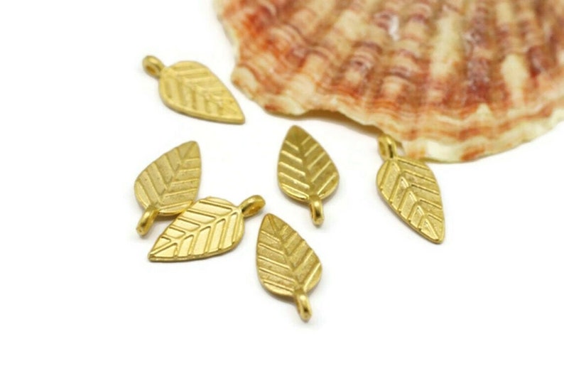 Gold Leaf Pendant, Mini Leaf Pendant, Gold Plated Leaf Charms, 9x19mm ...
