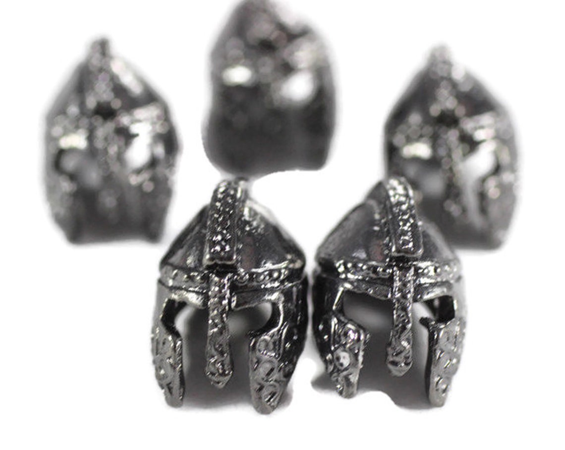 Gunmetal Black Gladiator Beads, 14x18 Mm Helmet Beads With Two Holes ...