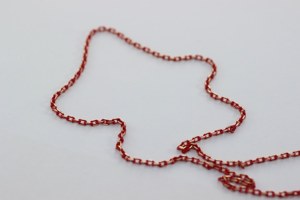 1.5x2.5 mm Red chain link brass chains loose chain gold | Etsy