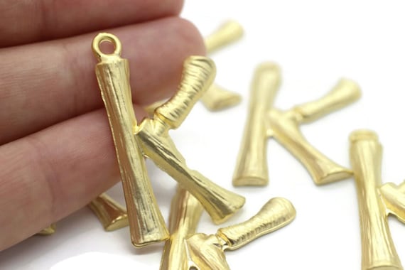 Matt Gold Letter K Initial Alphabet Letter Pendant Necklace | Etsy