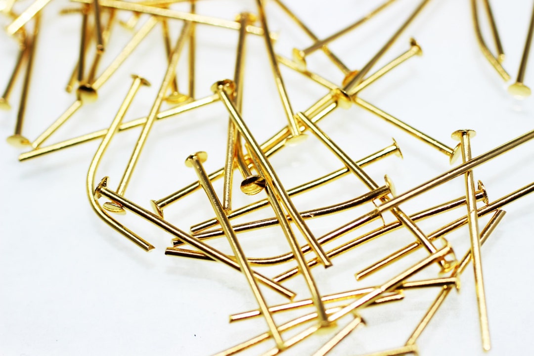 Gold Plated Head Pin - 0.85 Mm X 15/20/25/30/35/40/50/60 Mm Head Pins ...