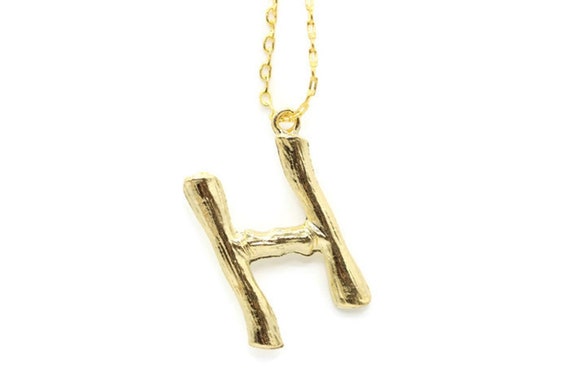 Letter H Initial Alphabet Letter Pendant Necklace in 24k | Etsy