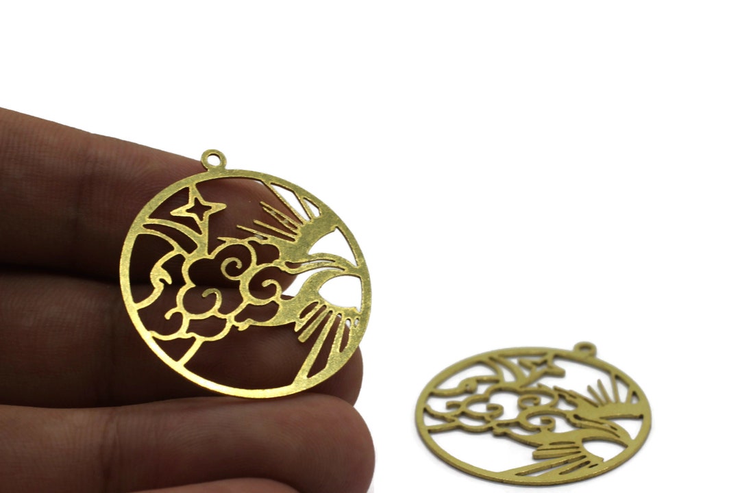 Brass Phoenix Charms, Minimalist Necklace Charms, Laser Cut Brass ...