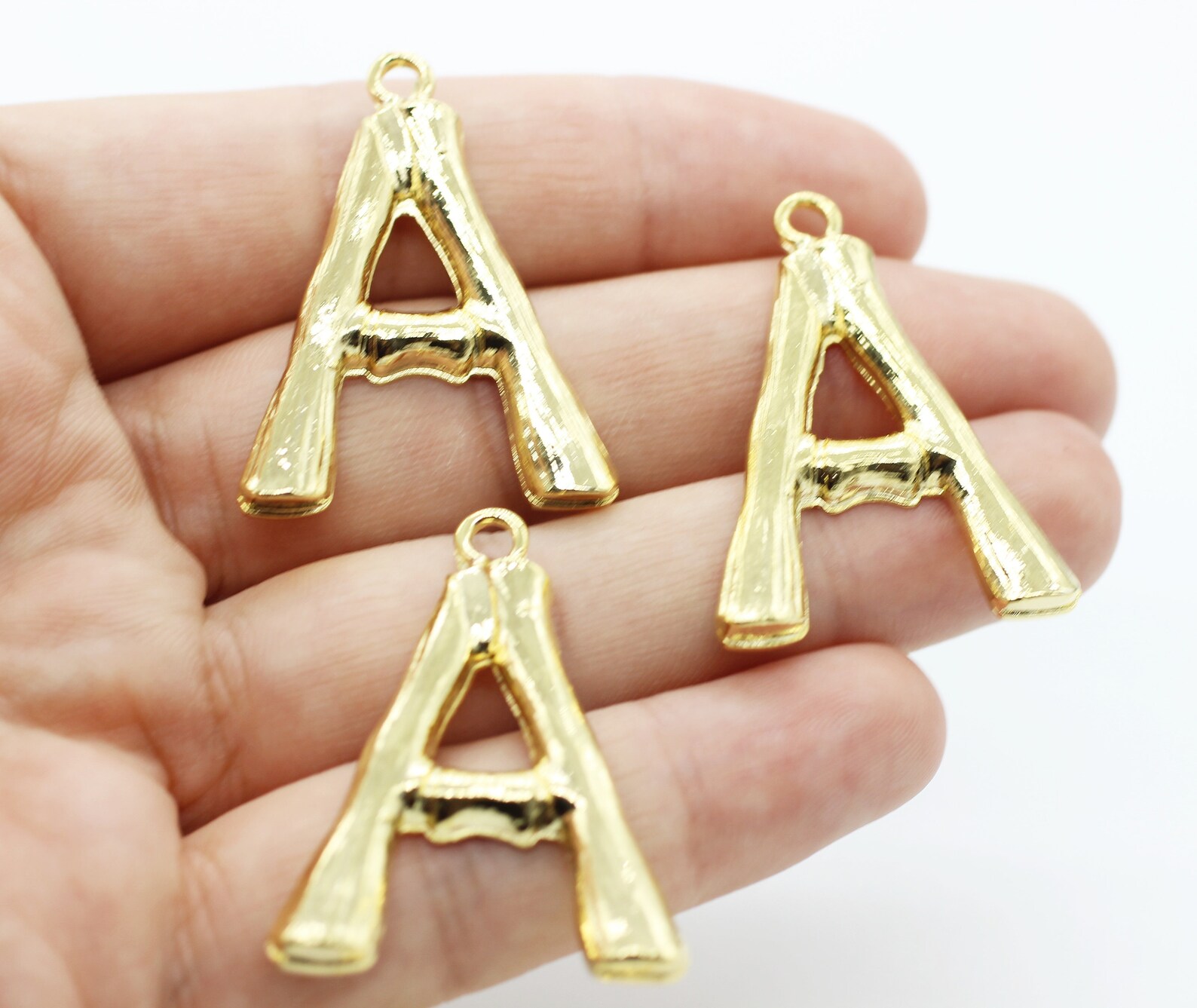 Letter A, Initial Alphabet Letter Pendant Necklace 24k Shiny Gold ...