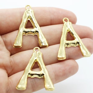 Letter A, Initial Alphabet Letter Pendant Necklace 24k Shiny Gold ...