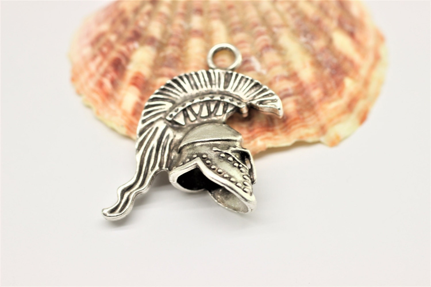 Matt Silver Gladiator Helmet Pendant 13x34 mm Large Knight | Etsy