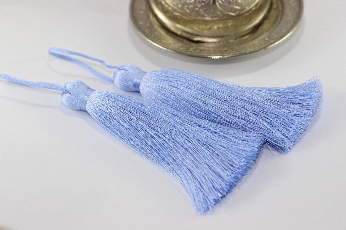 Light Blue Extra Large Silky Tassel 110 Mm Large Tassels | Etsy