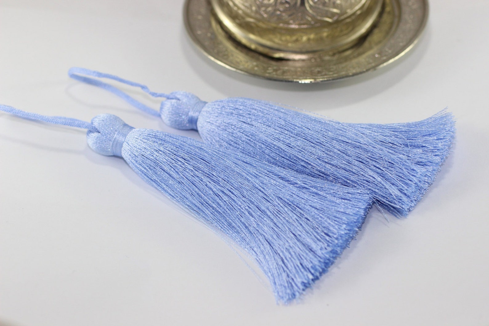Light Blue Extra Large Silky Tassel 110 Mm Large Tassels | Etsy