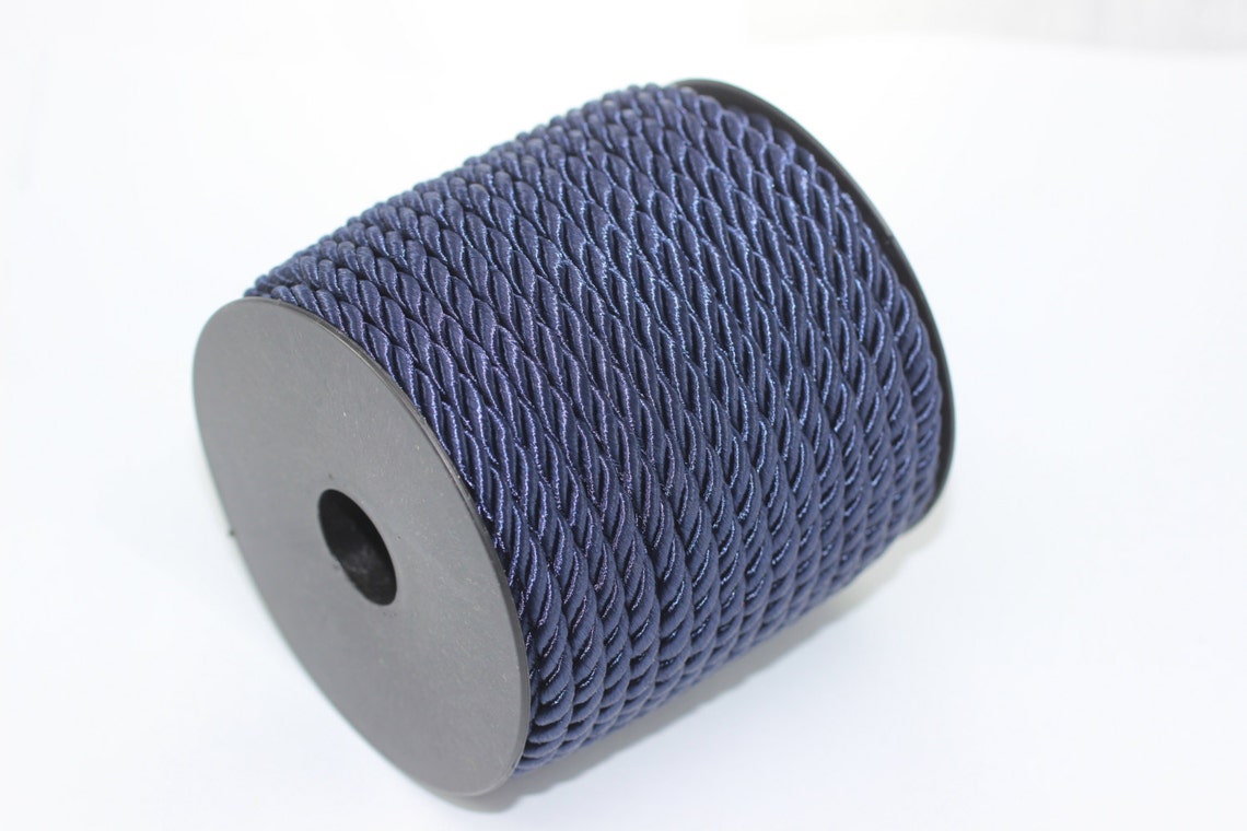 Dark Blue Rayon Rope 4 Mm 015 In Blue Cord Twisted Braid | Etsy