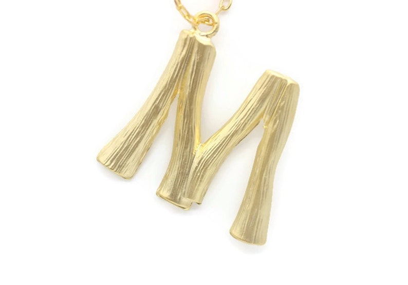 Matt Gold Letter M, Initial Alphabet Letter Pendant Necklace 24k Gold ...