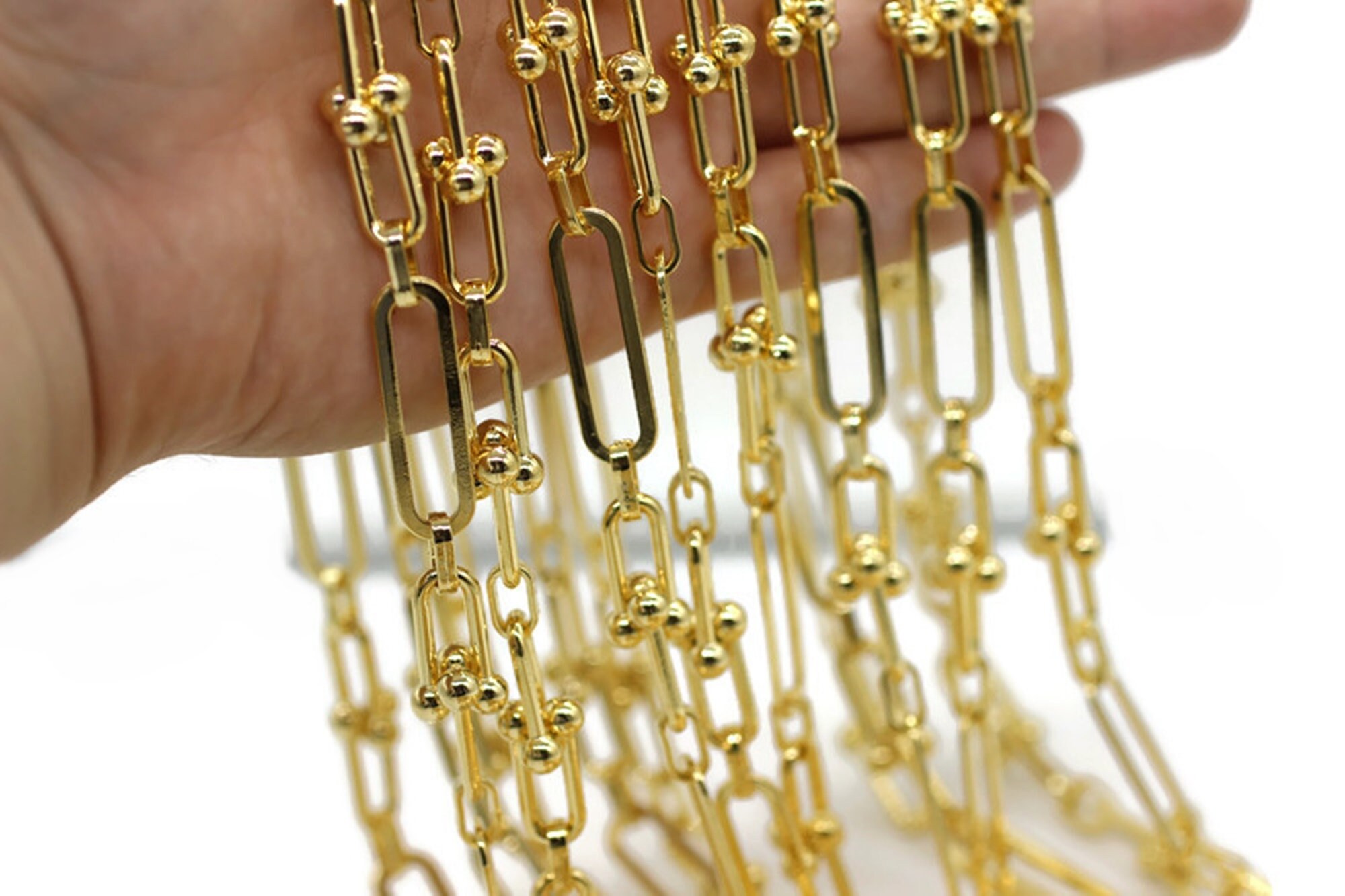 8x20mm Shiny Gold Plated U-shaped Chains Handmade Gold Oval - Etsy