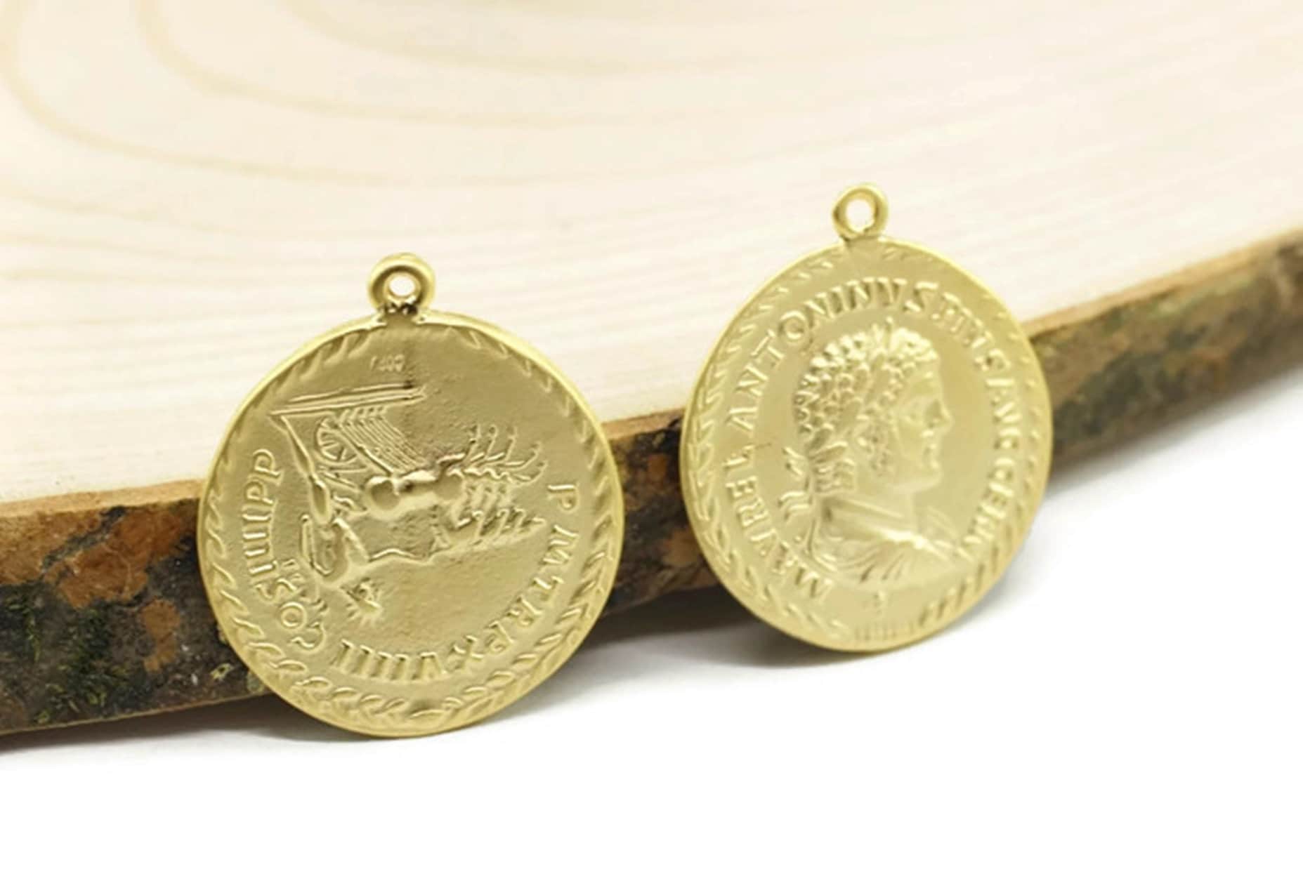 Ancient Greek Coin Pendant Gold Pendant Gold Coin Charms - Etsy