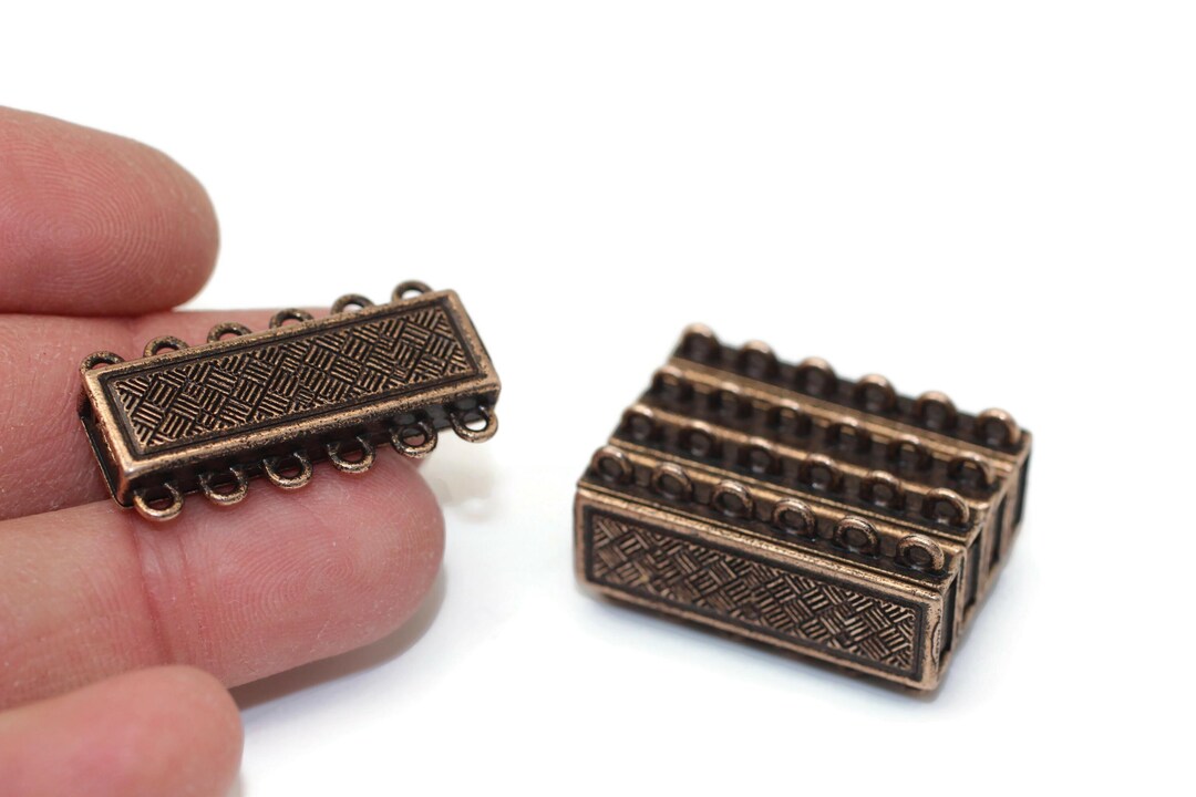 Antique Copper 6 Strand Multi Clasps, Multi Strand Necklace Clasps ...