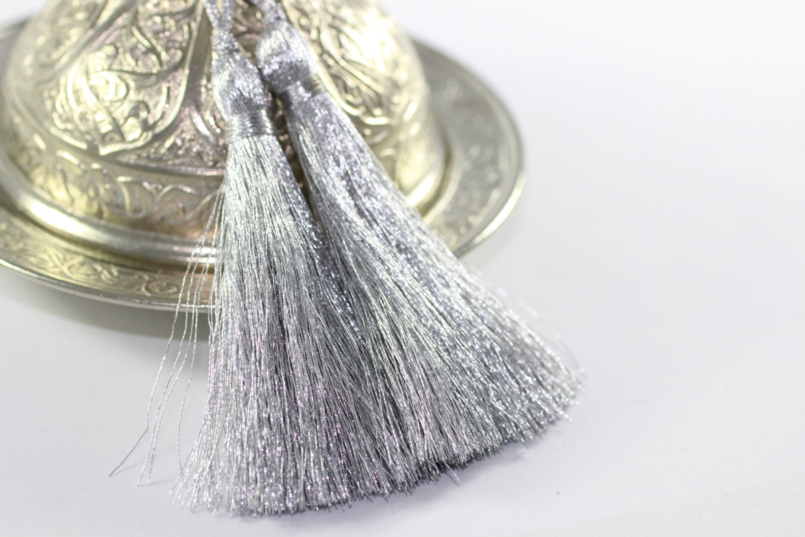 2/10/50 Pcs Silver Silky Lux Tassels - 72 Mm Long Thick Tassels - for ...