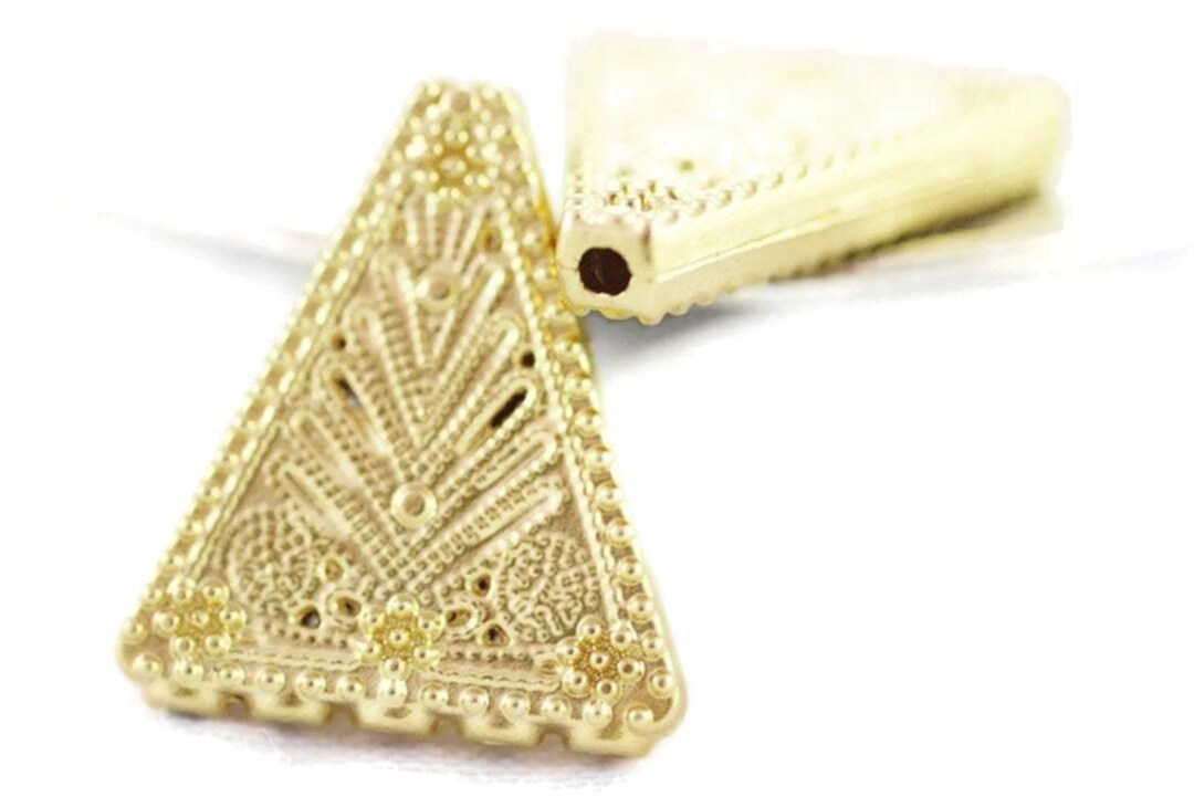 24k Gold Plated Multi Strand Triangle Filigree Connectors, 24x 27 Mm 5 ...