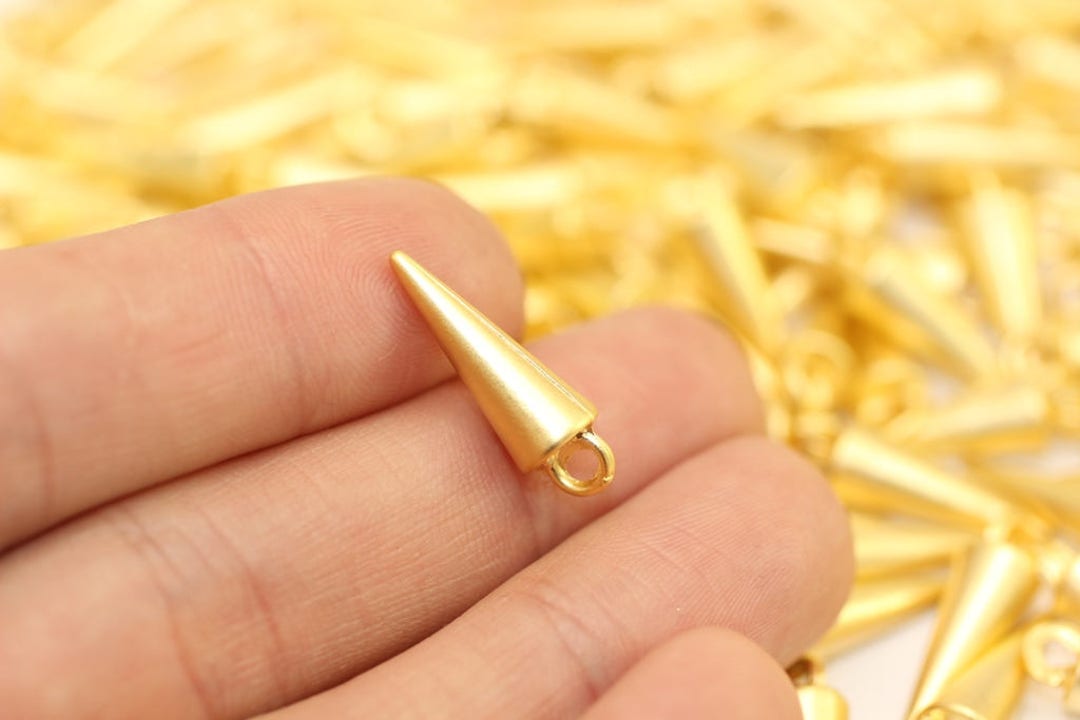 Gold Plated Mini Spike Charms, 6.5x20mm Spike Pendants, Conical Spike ...