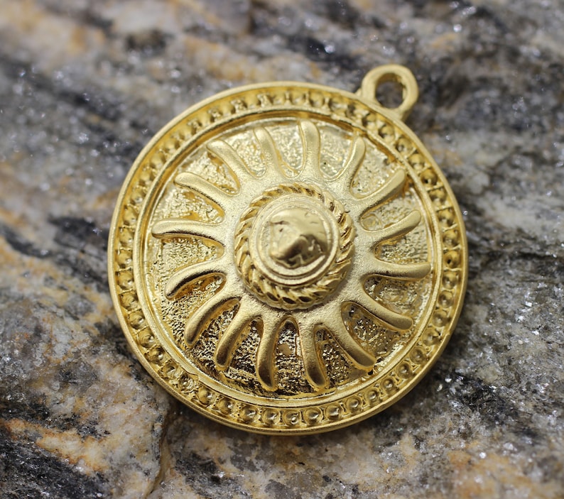 Matt Gold Coins 31x35 mm Gold Pendant Medallion Pendant | Etsy