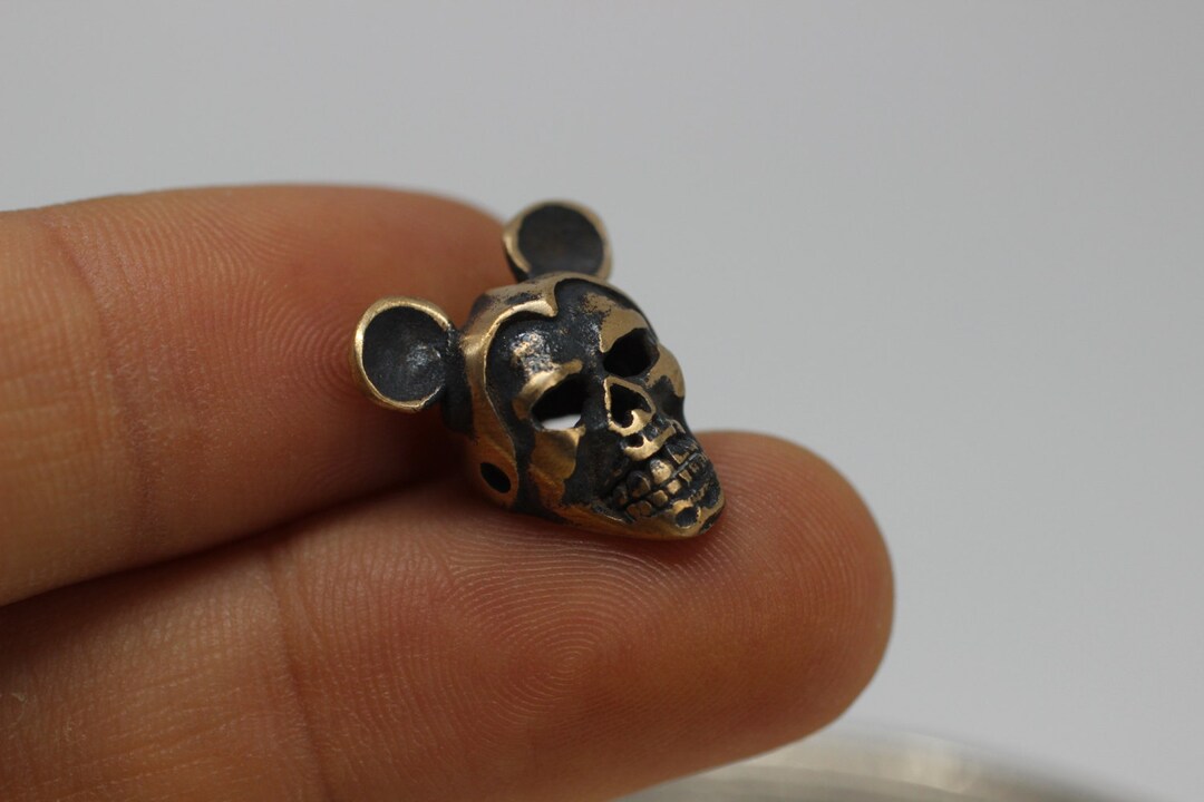 1 Pc Solid Bronze Mickey Mouse Skull Beads, 16 X 18 Mm Skull Beads With ...