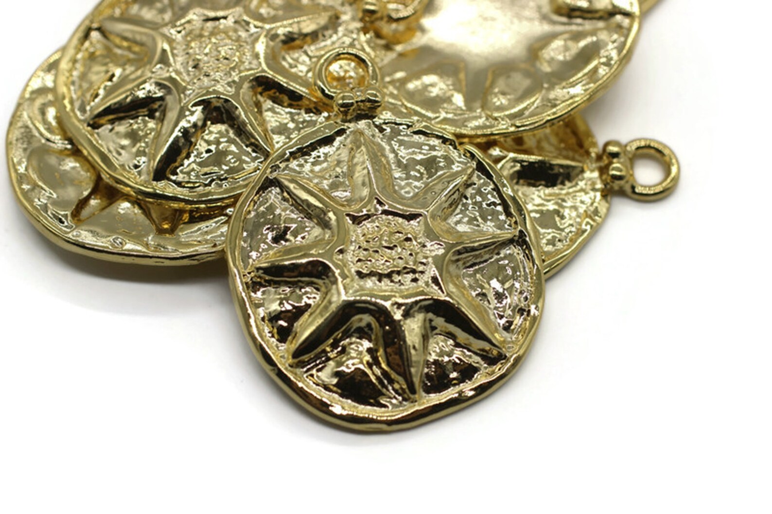 1 Pc 24K Shiny Gold Plated Sun Coins, 37x48 Mm Gold Pendant, Sun ...