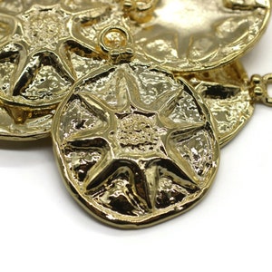 1 Pc 24K Shiny Gold Plated Sun Coins, 37x48 Mm Gold Pendant, Sun ...