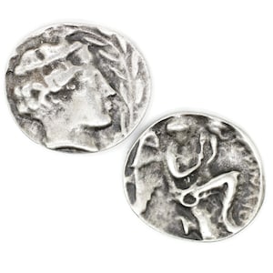 Antique Silver Coins, 28mm Roman Empire Artifact, Ancient Greek Rome ...