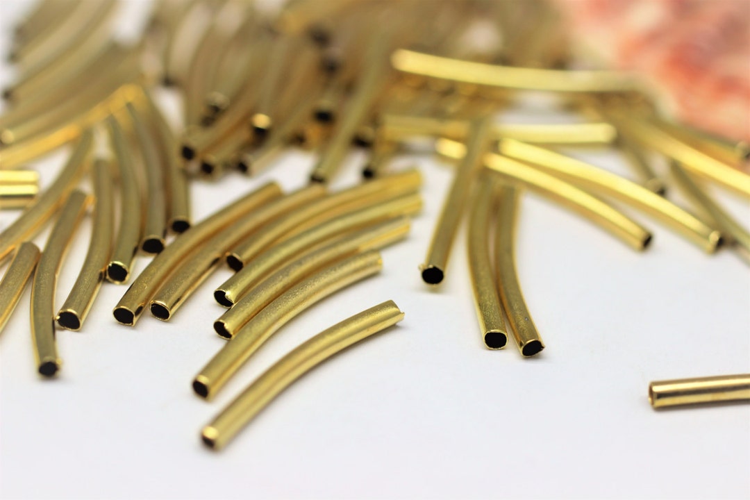 2x30mm Gold Tone Curved Plain Tube Beads, Spacer Tubes, Curved Tubes ...
