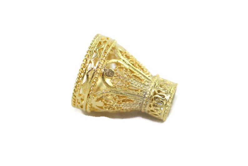 Gold Plated Filigree Cone Bead Caps, Gold Plated Filigree Caps, Flower ...
