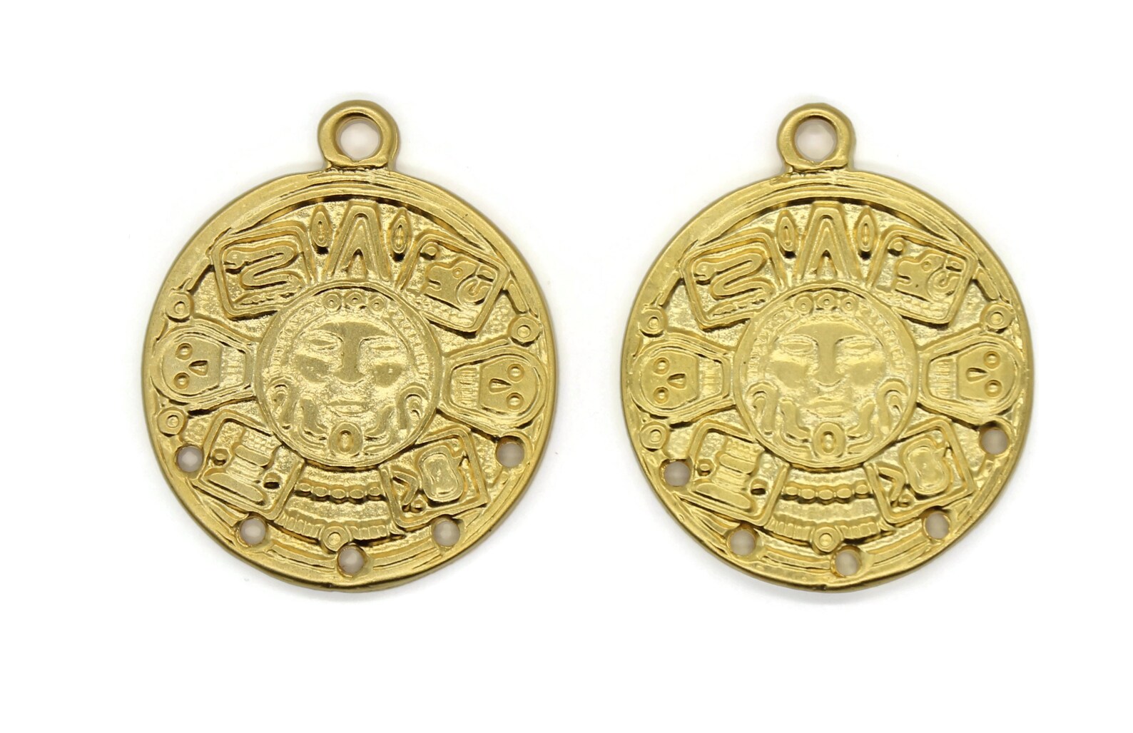 Ancient Aztec Coins Matt Gold Coins Coin Pendant Double - Etsy