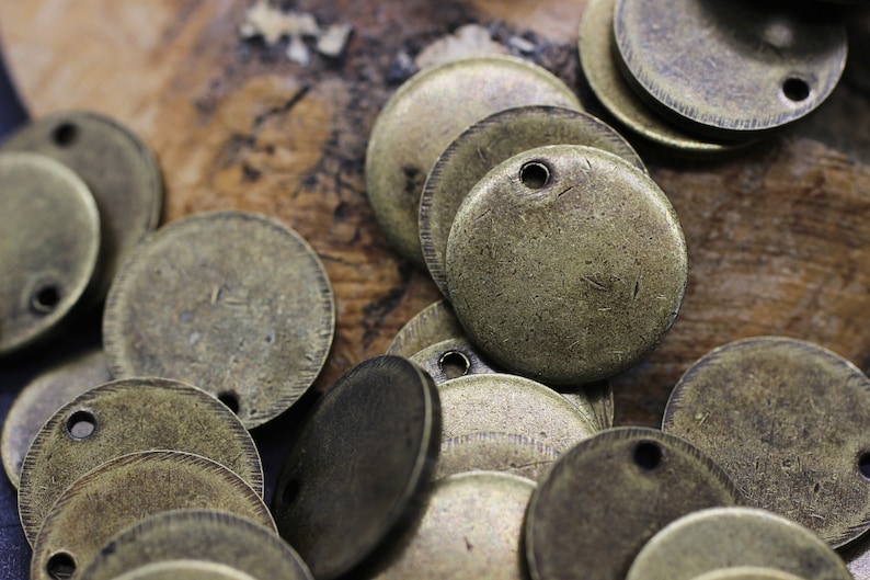 1.4x14mm Antique Bronze Disc Solid Brass Disc Round Stamping | Etsy