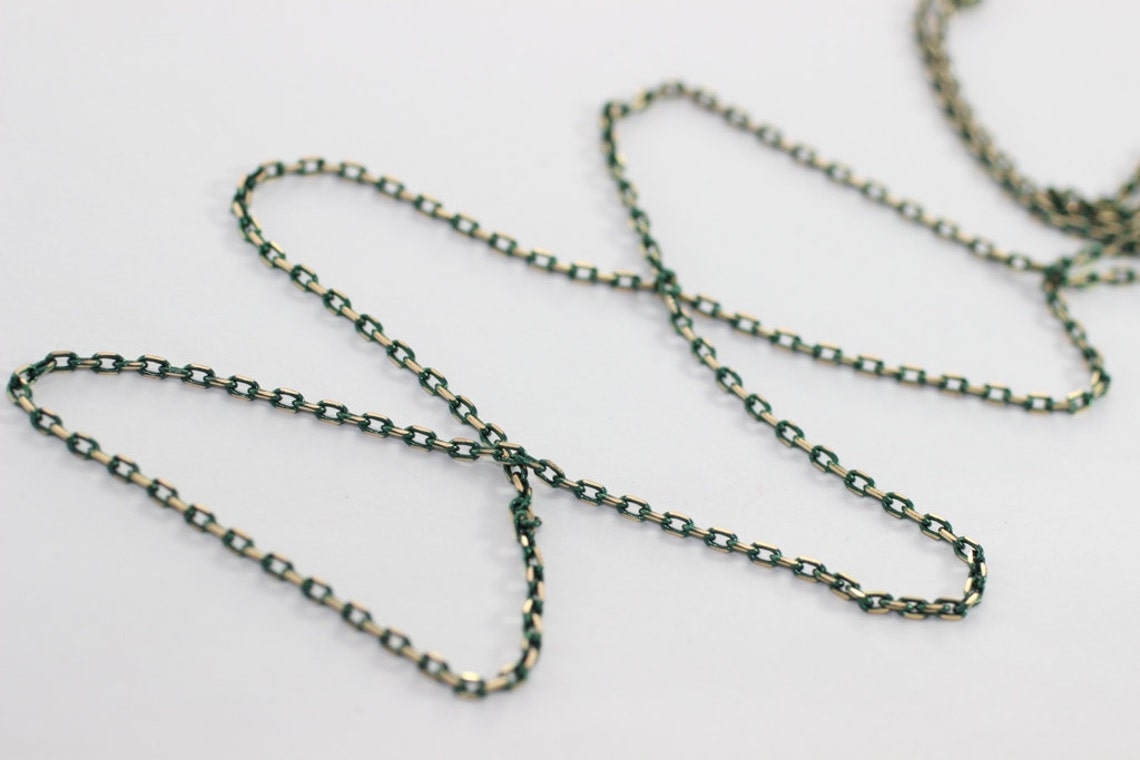 1.5x2.5 Mm Dark Green Chain Link, Brass Chains, Loose Chain, Gold Chain ...