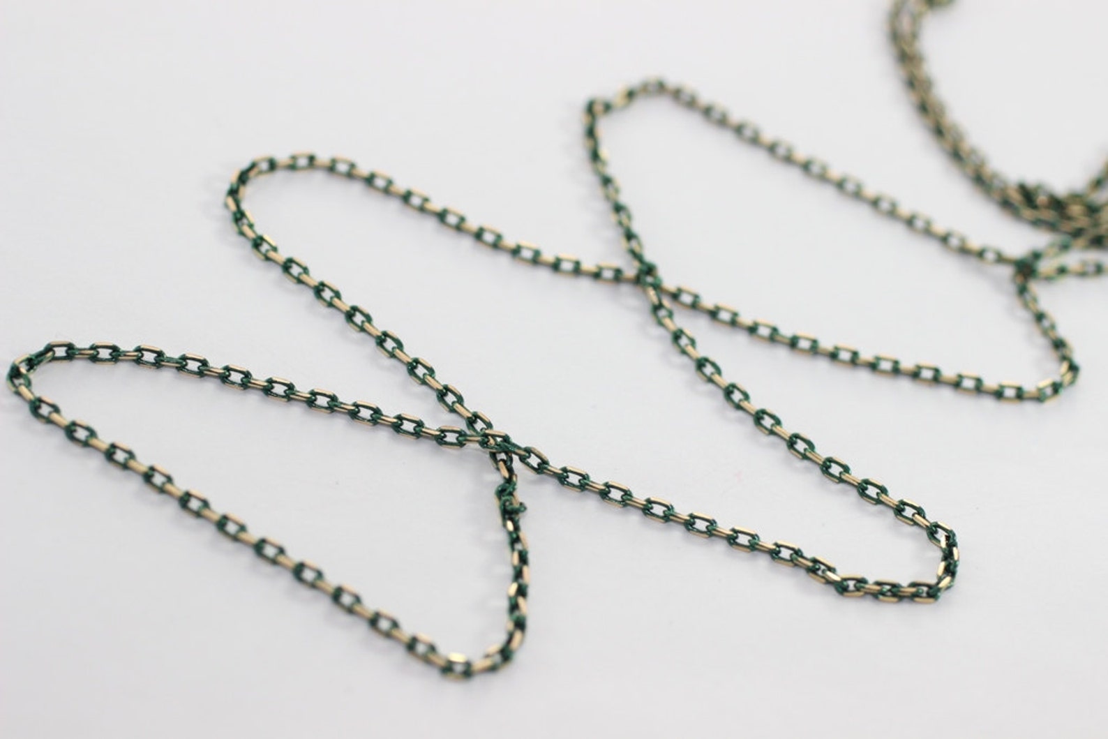 1.5x2.5 Mm Dark Green Chain Link, Brass Chains, Loose Chain, Gold Chain ...