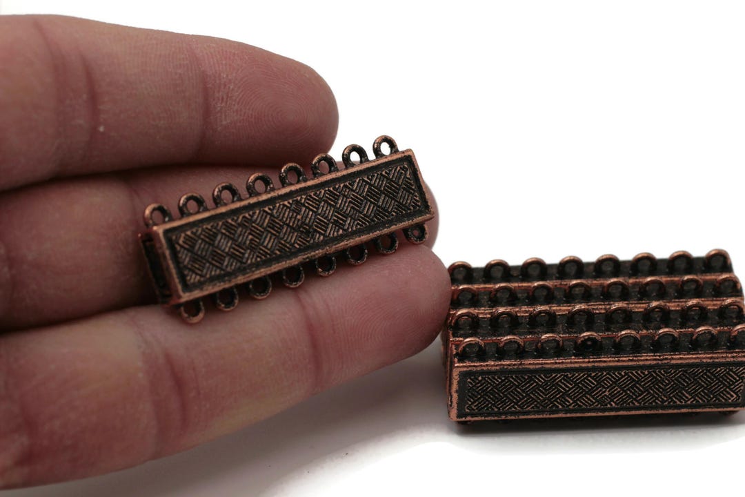 Antique Copper 8 Strand Multi Clasps, Multi Strand Necklace Clasps ...