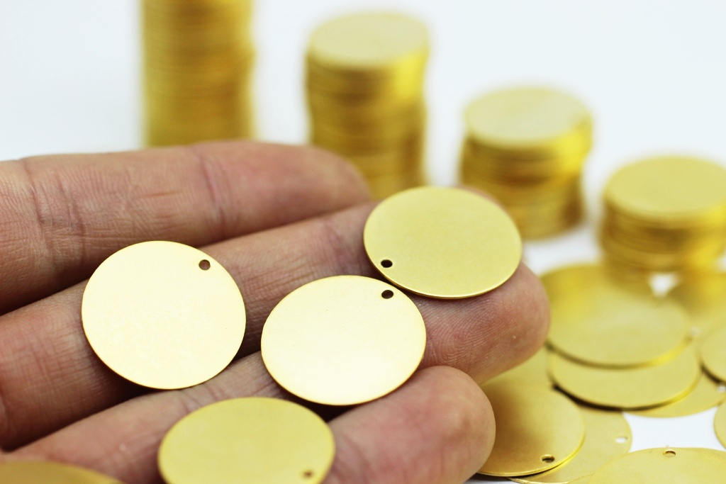 24K 20 mm Matt Gold Plated Brass Coins Round Stamping Discs | Etsy