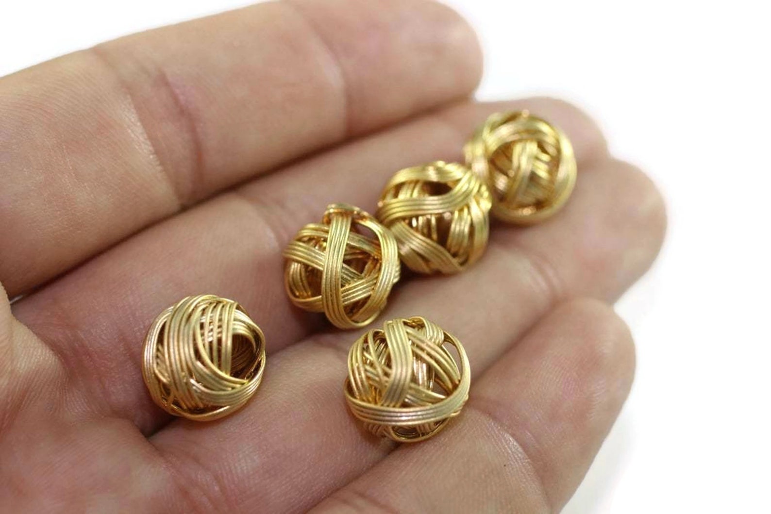 Gold Plated Tiny Cute Beads Metal Wire Balls Wire Wrapped - Etsy