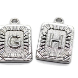 Rhodium Letter Charms Alphabet Letter Charms Square Letter - Etsy